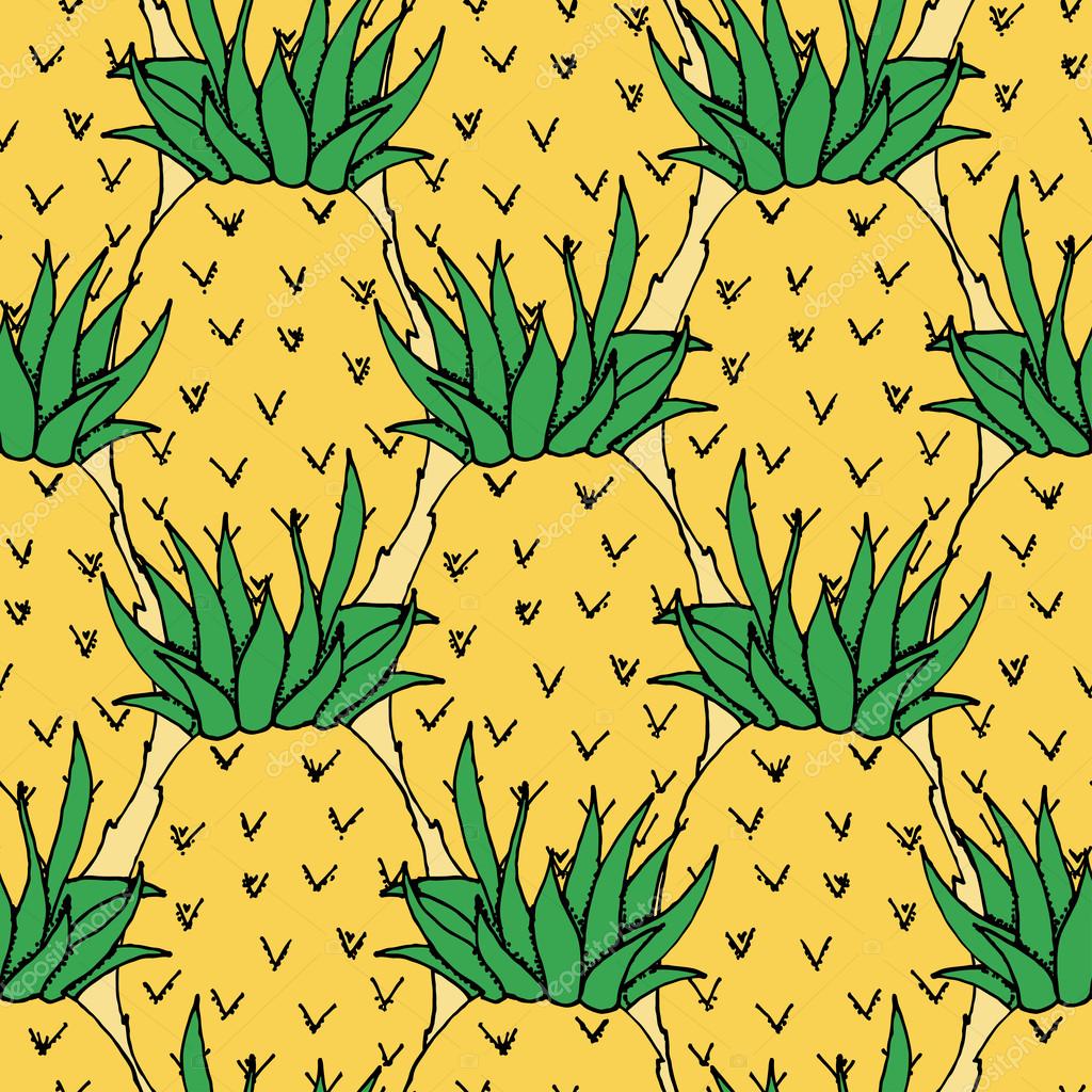 Hand Drawn Pineapple Pattern Background Stock Vector Image by ...