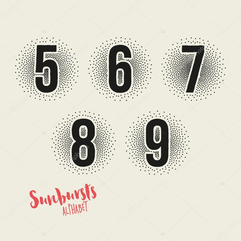 5 6 7 8 9 Sunbursts Effect Stipple Numbers Stock Vector by ©LukasFlekal ...