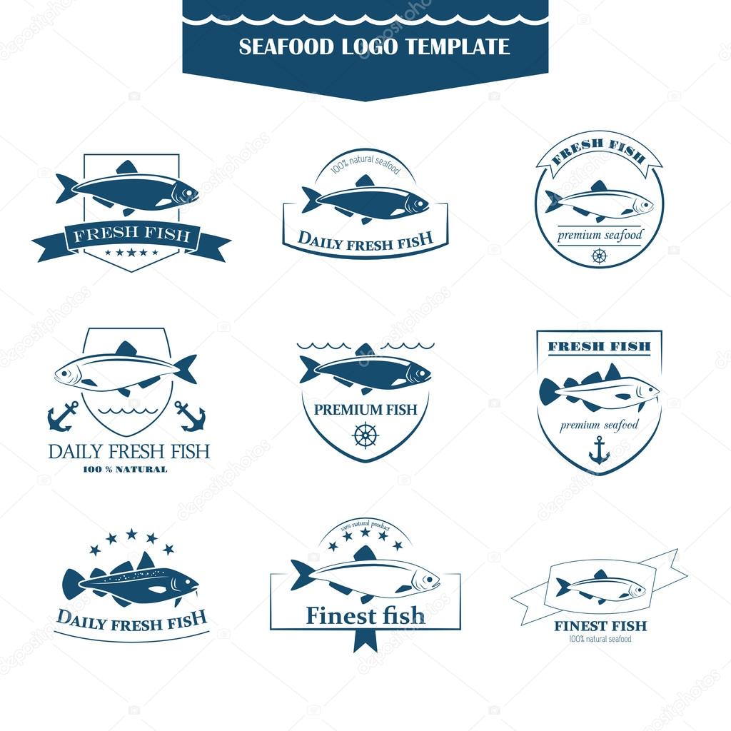Plantilla de logos de mariscos 2024