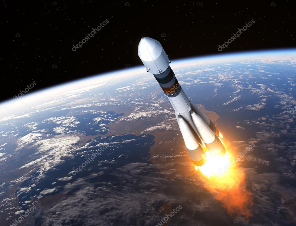 Cargo Carrier Rocket Launch — Stock Photo © 3DSculptor #104244426