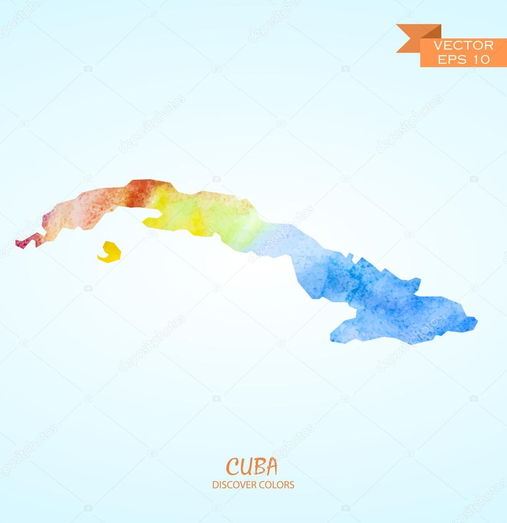 Watercolor map of Cuba — Stock Vector © superson #73016101