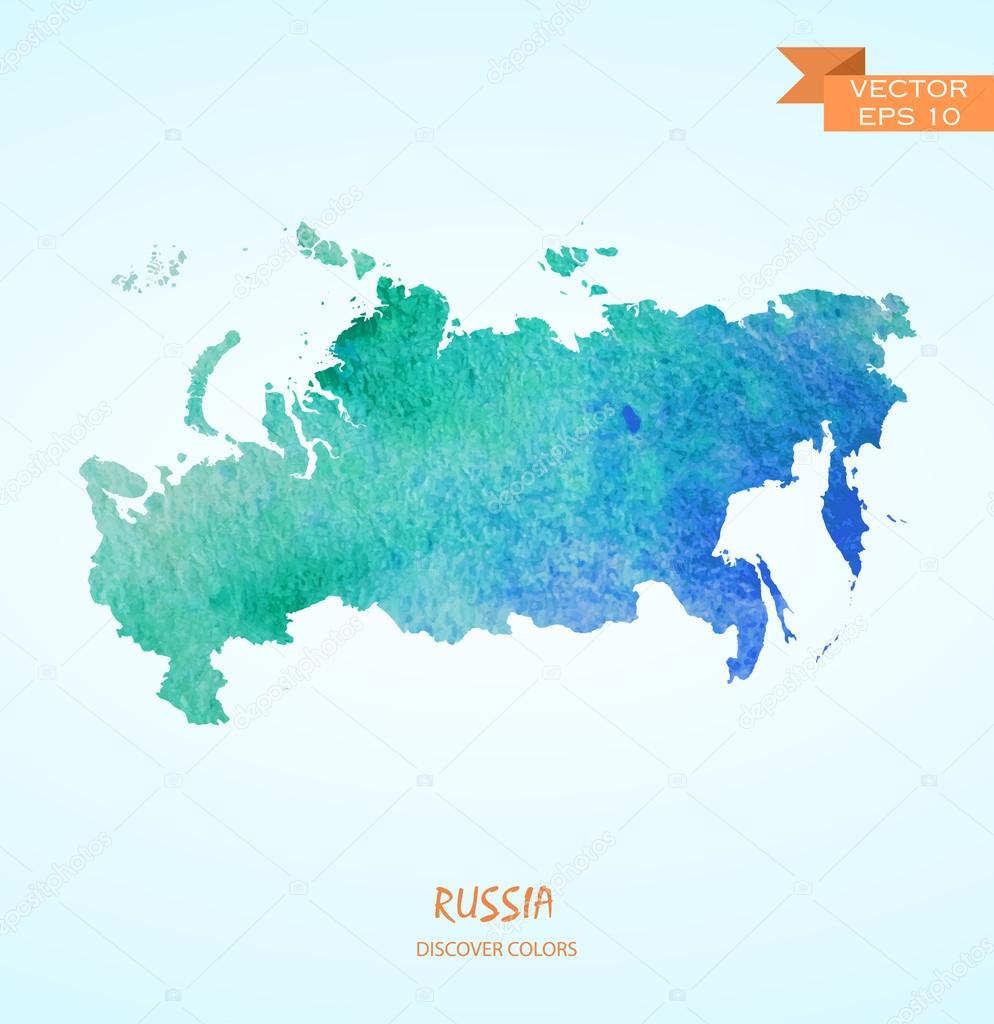 Watercolor map of Russia — Stock Vector © superson #73019031