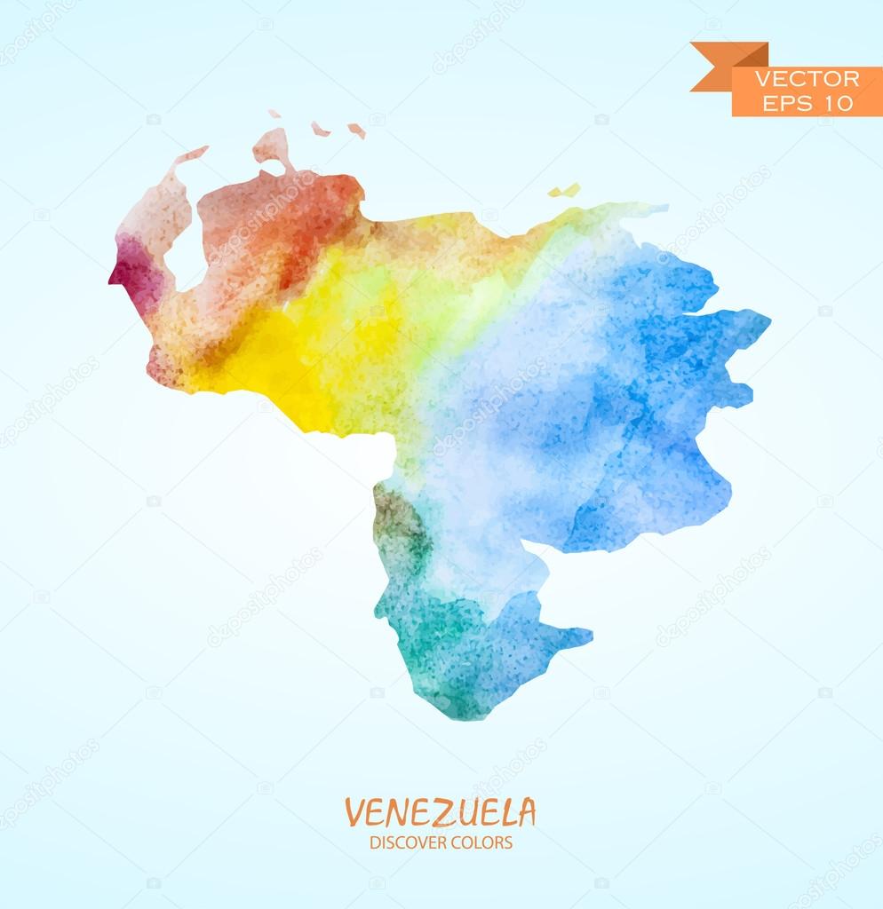 Watercolor map of Venezuela — Stock Vector © superson #73020805