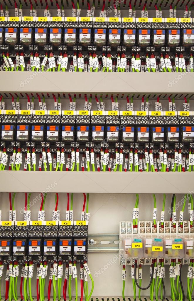 Relay panel with relays and wires Stock Photo by ©phadventureBG 60149863