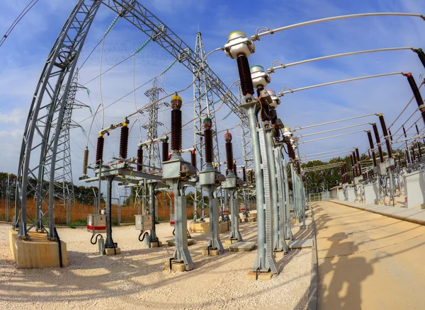 High voltage switchyard in electrical substation — Stock Photo ...