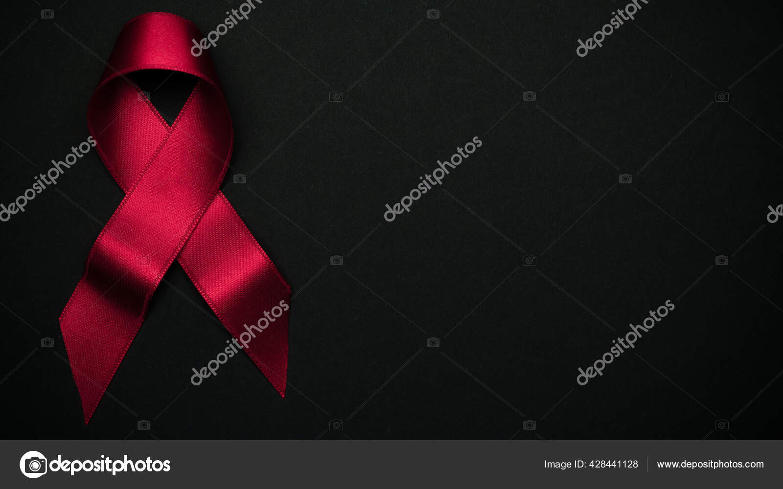 Hiv Support Red Ribbon Symbol Hiv World Day Black Background Stock ...