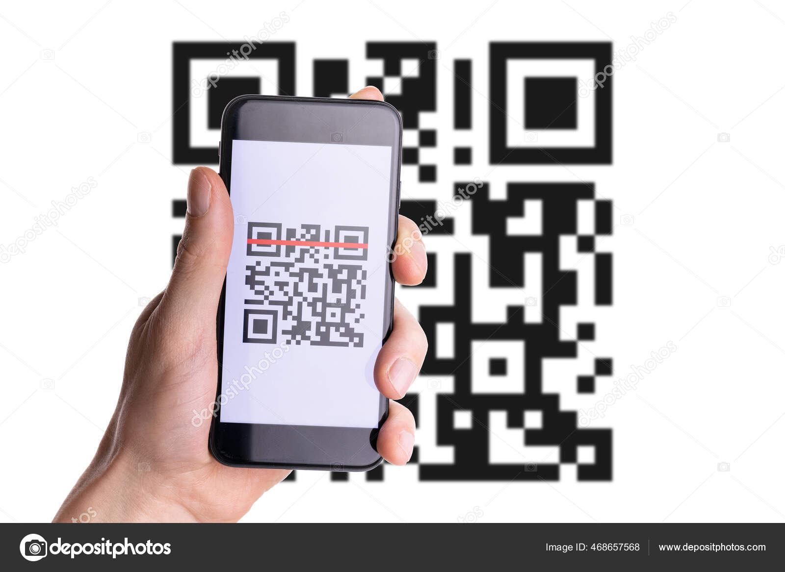 Hand Holding Mobile Smartphone Screen Online Pay Scan Barcode ...