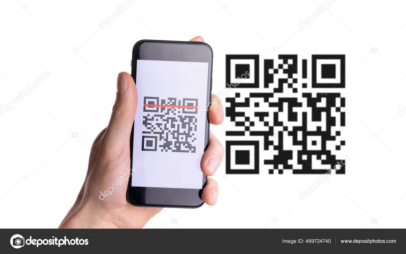 Code Mobile Hand Holding Digital Mobile Smart Phone Code Scanner ...
