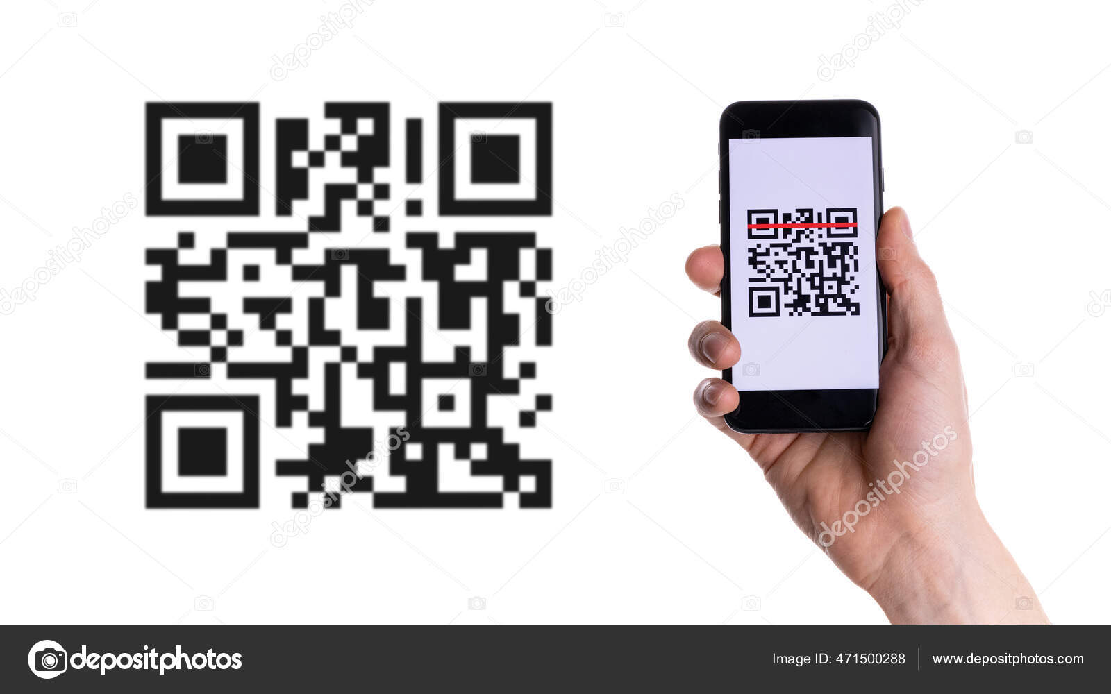 Code Scanning Hand Holding Mobile Smartphone Screen Payment Online Pay ...