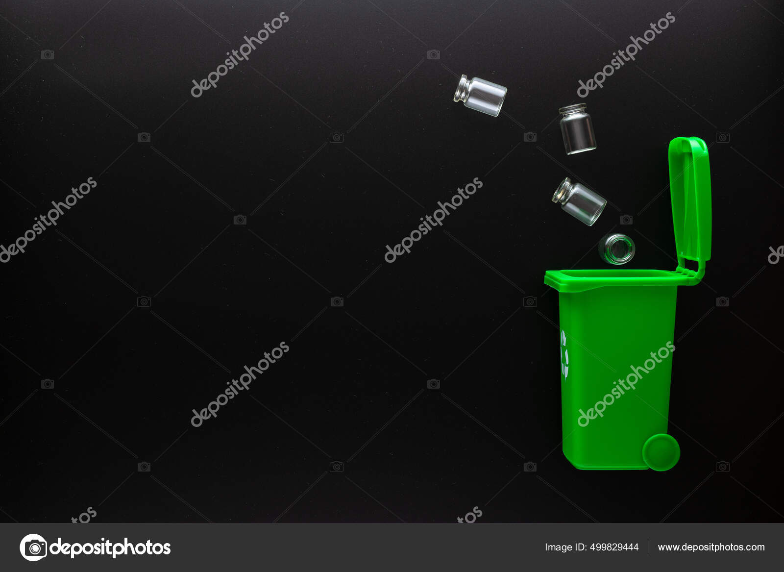 Separation Glass Recycle Green Dustbin Recycle Glass Can Trash Black ...