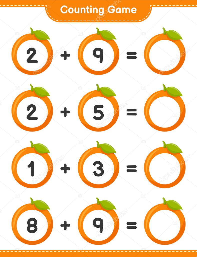 Contar el juego, contar el número de Orange y escribir el resultado ...