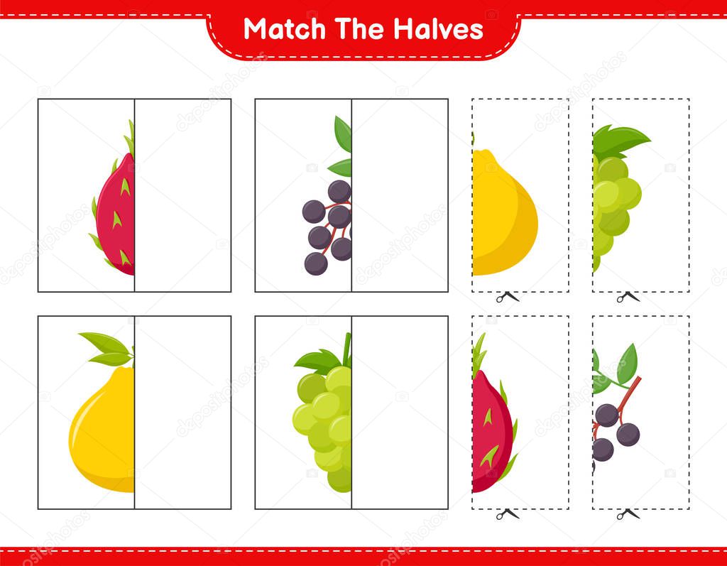 Coincide con las mitades. Igualar mitades de frutas. Juego educativo ... Coincide con las mitades. Igualar mitades de frutas. Juego educativo ...