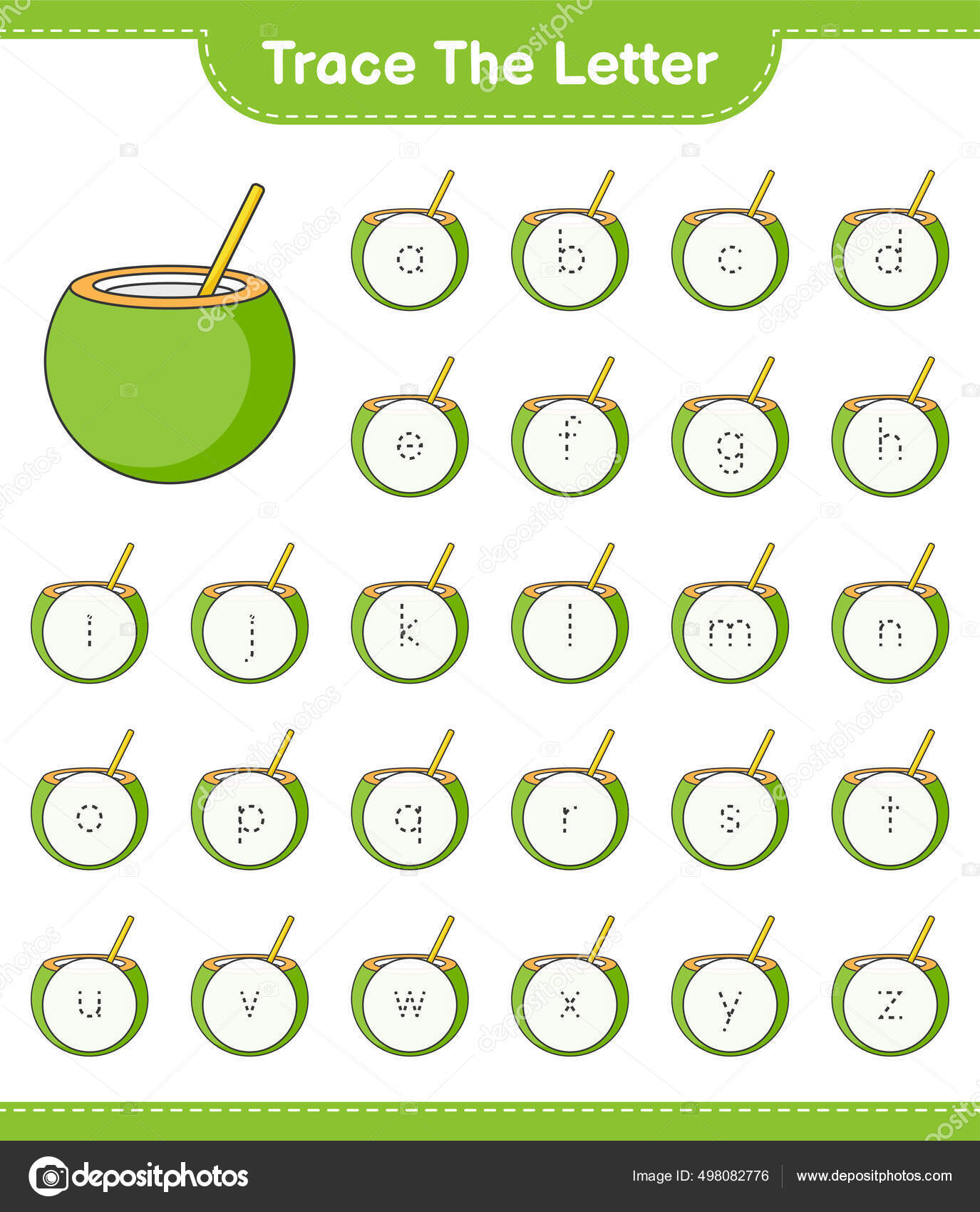 Trace Letter Tracing Letter Coconut Educational Children Game Printable ...