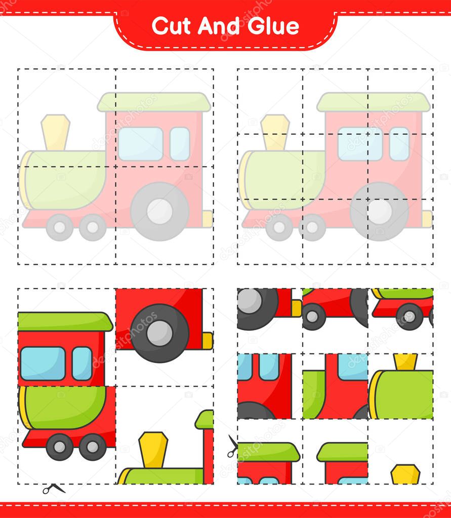 Corta y pega, corta partes de Train y pégalas. Juego educativo para ...
