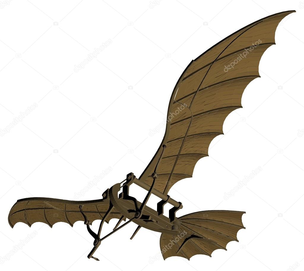 Leonardo Da Vinci Antique Flying Machine Vector Stock Vector by ...