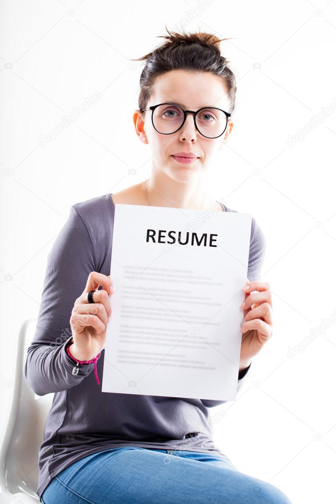 Serious woman showing a resume — Stock Photo © Giulio_Fornasar #105566896