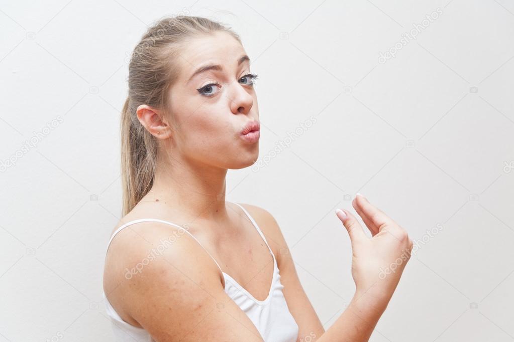 Girl makes the hand gesture — Stock Photo © Giulio_Fornasar #58920945