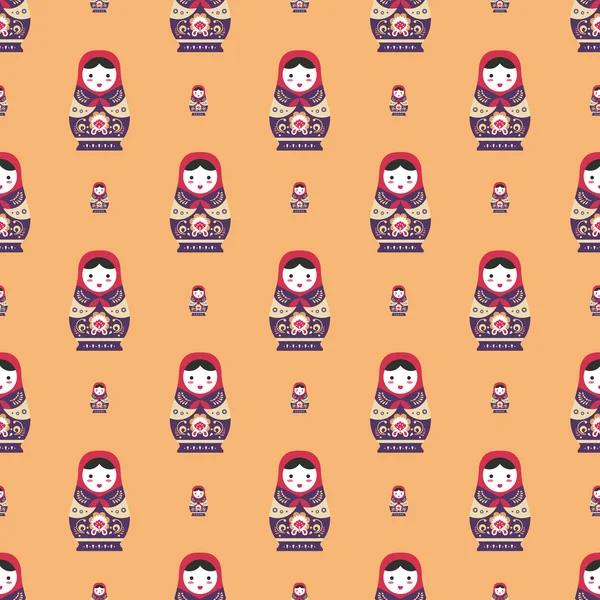 Russian doll Matryoshka folk seamless pattern on black Stock Vector ...