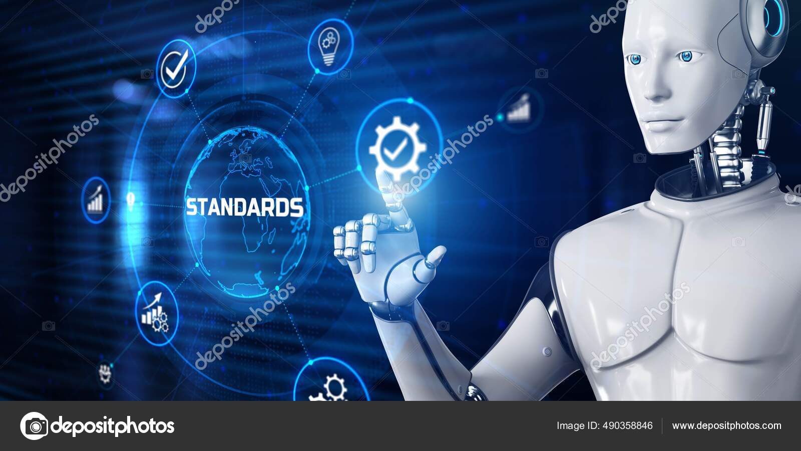 Normalización de la certificación de control de calidad estándar. Robot ...
