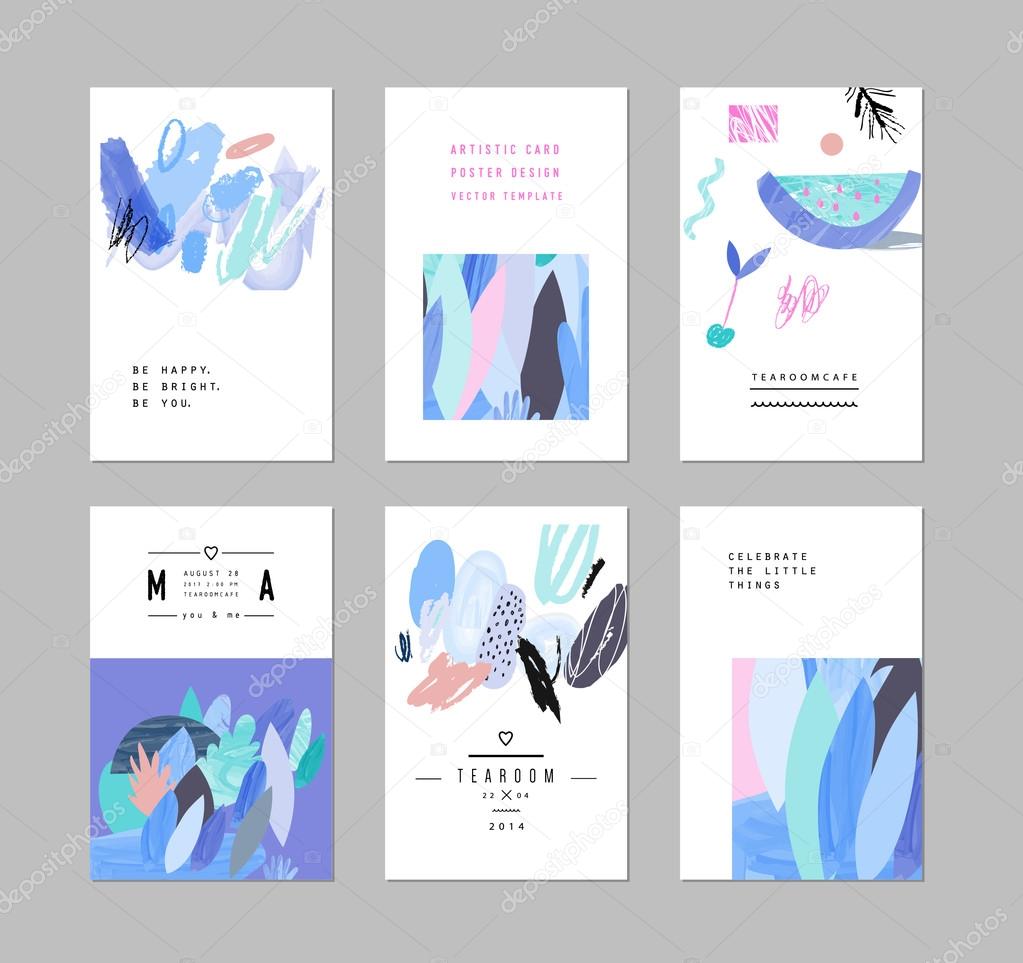Collection of creative cards and posters with floral elements. Stock ...