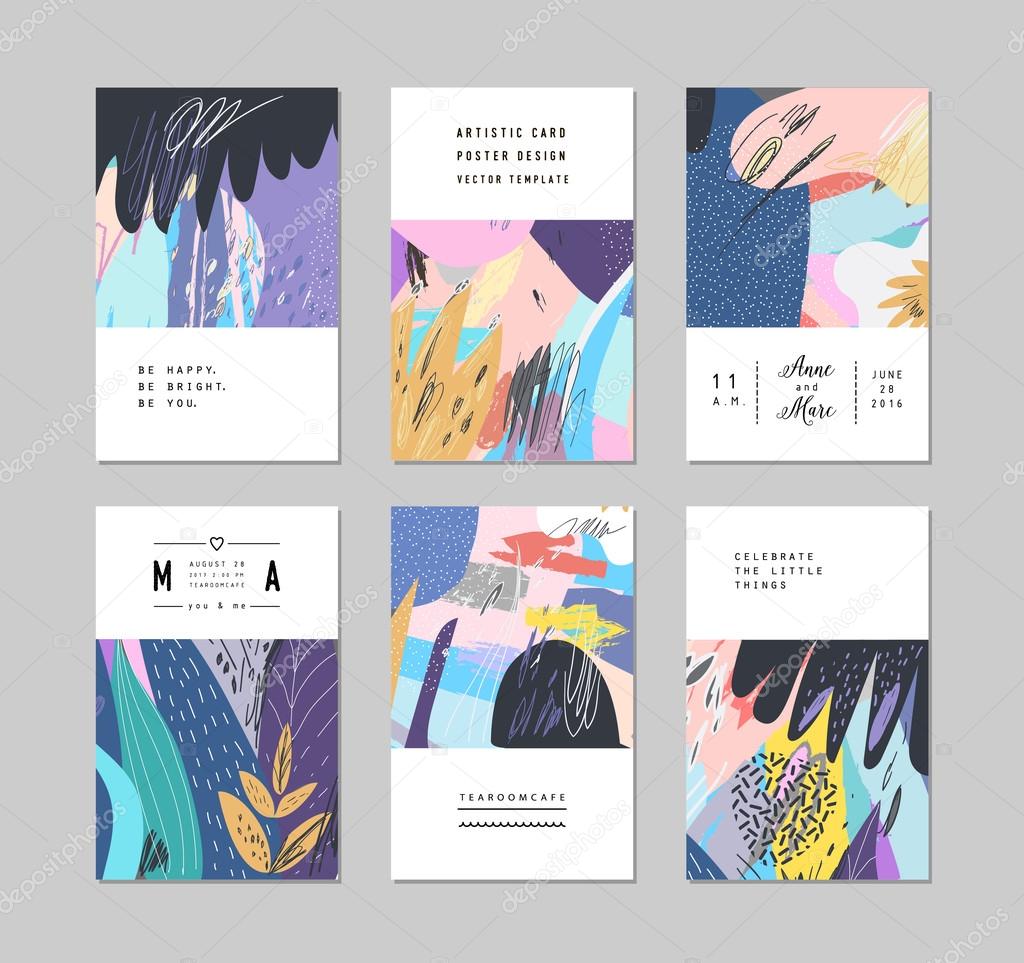 Set of creative universal floral cards with place for your text. Stock ...