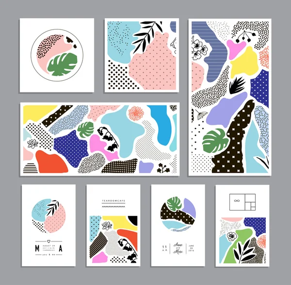 Collection of trendy creative cards with different textures. Vector ...
