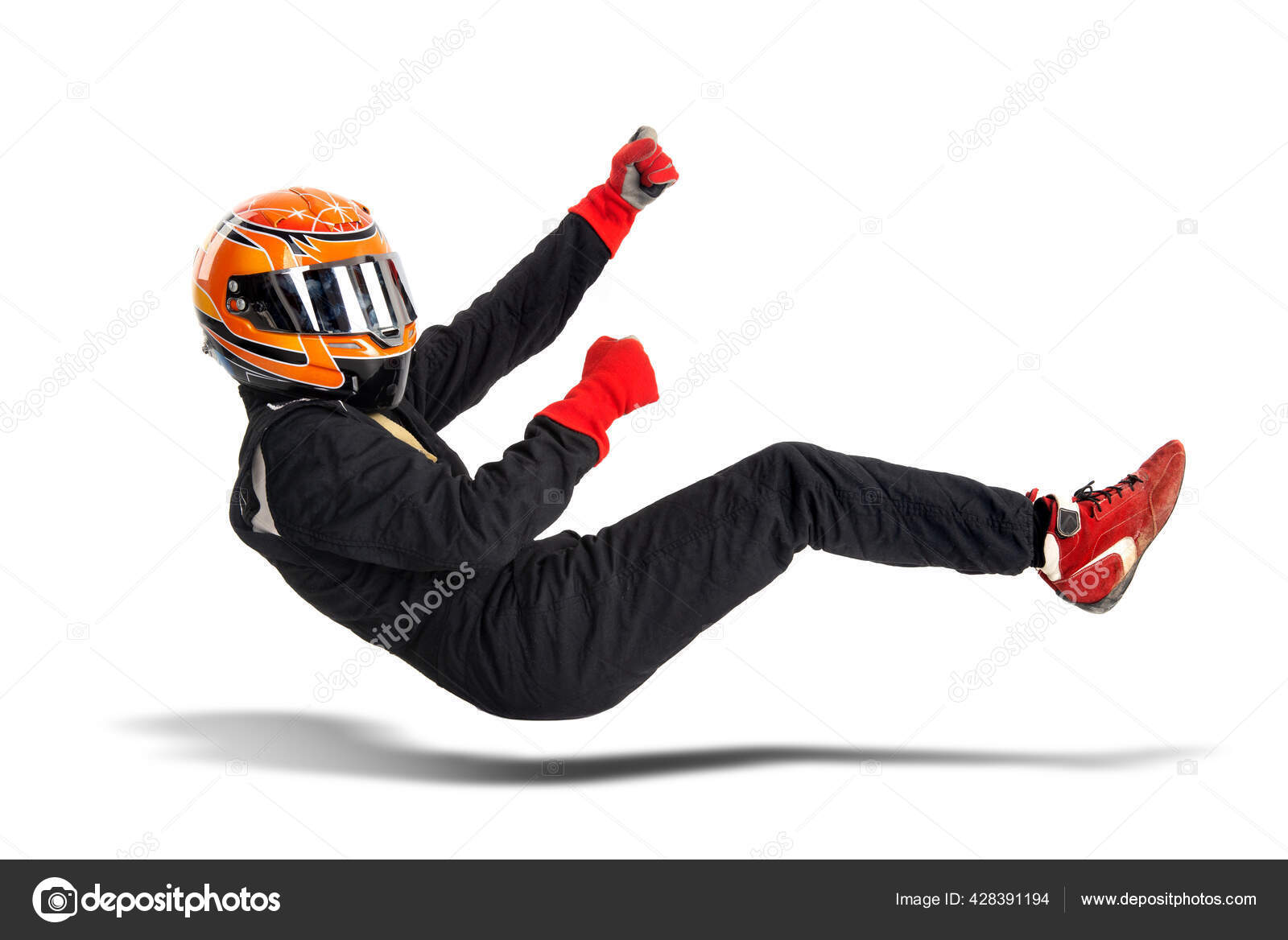 Racing Driver Racing Position Complete Gear Isolated White Stock ...