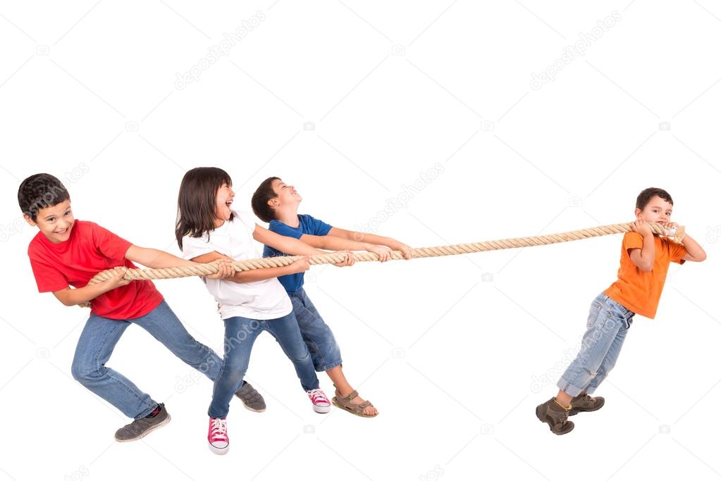 Group of children pulling Rope — Stock Photo © luislouro #63971343