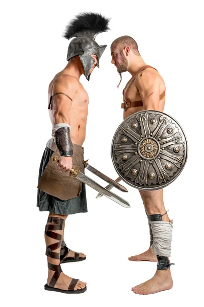 Two funny gladiators, warriors — Stock Photo © luislouro #88469312