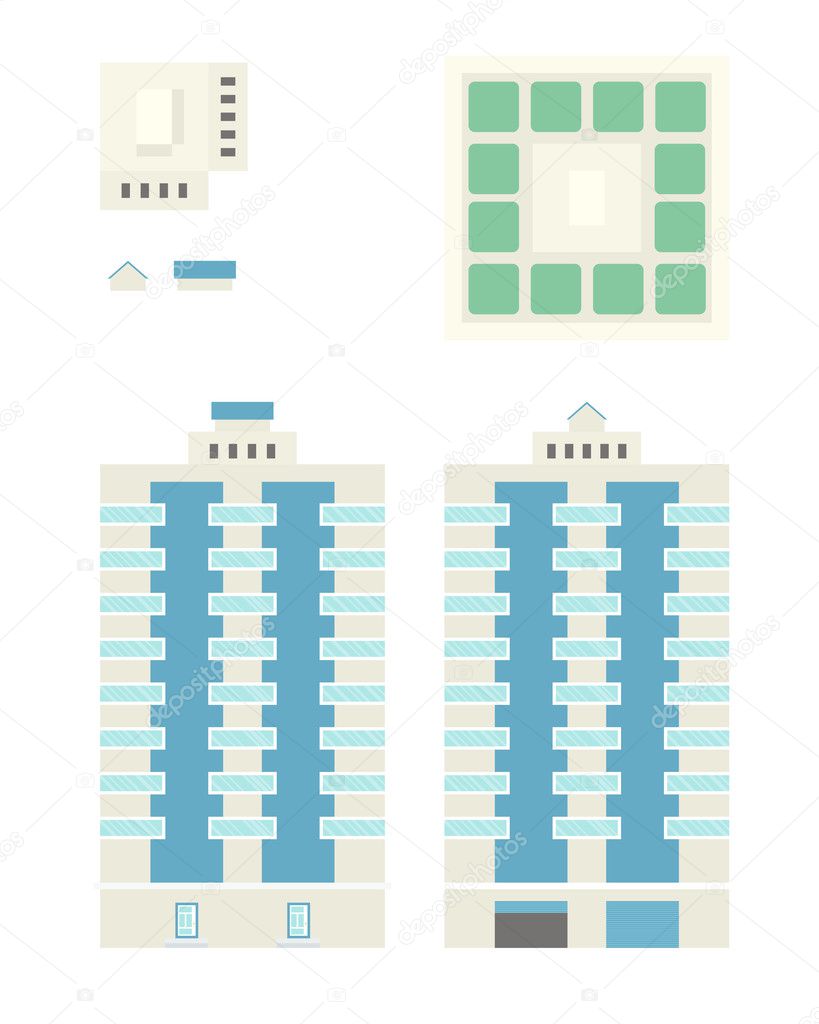 High-Rise Building - Template for Creation Axonometric Projectio Stock ...