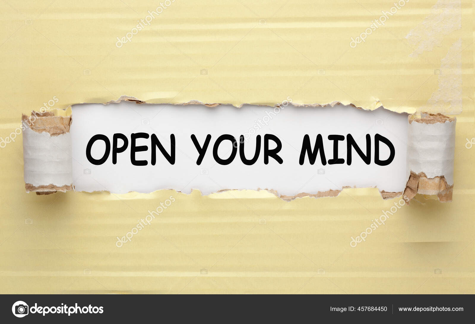 Open Your Mind Message White Background Torn Paper Concept Success ...