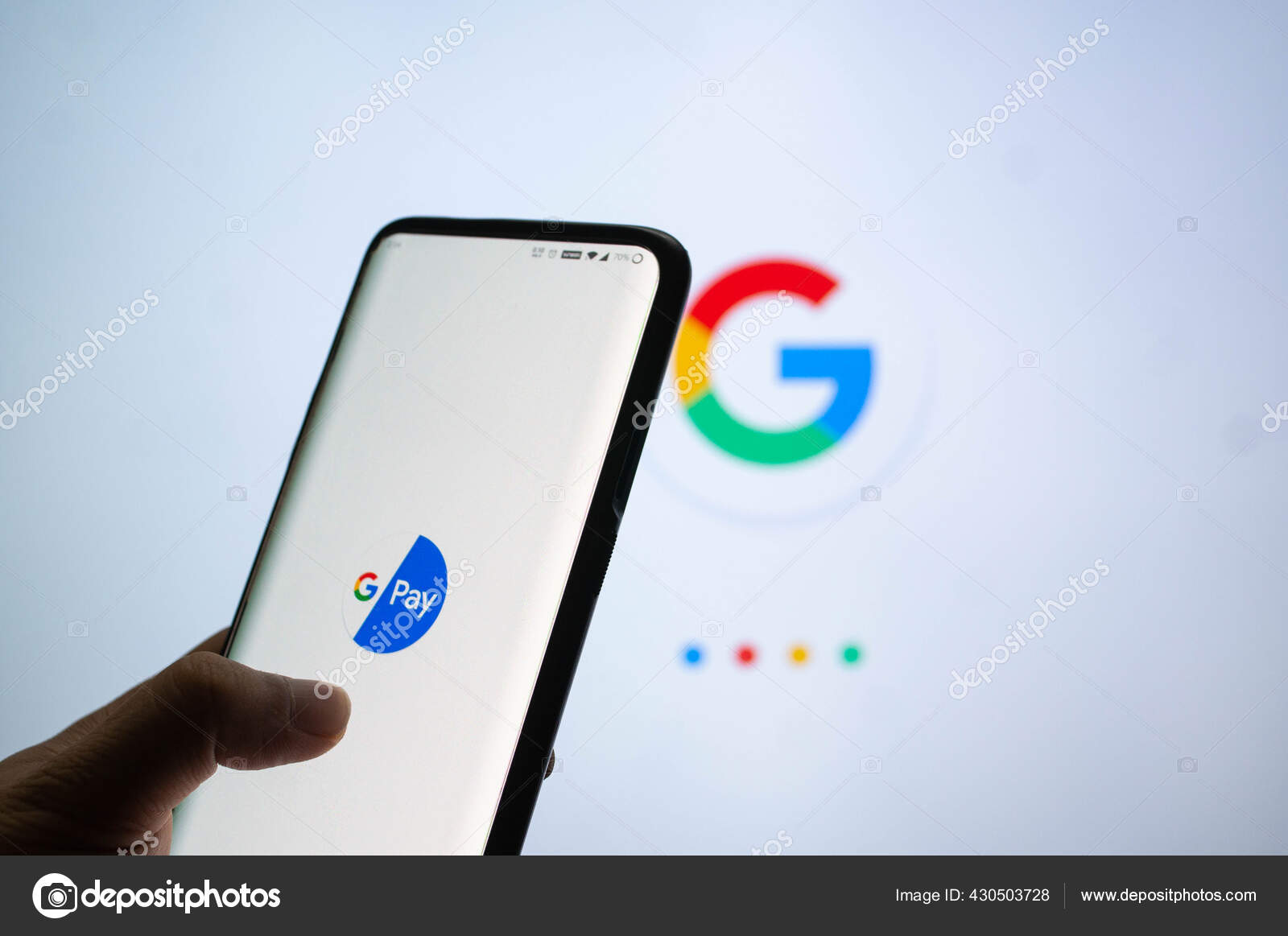 Google Pay app logged in on a mobile infront of a white screen with ...