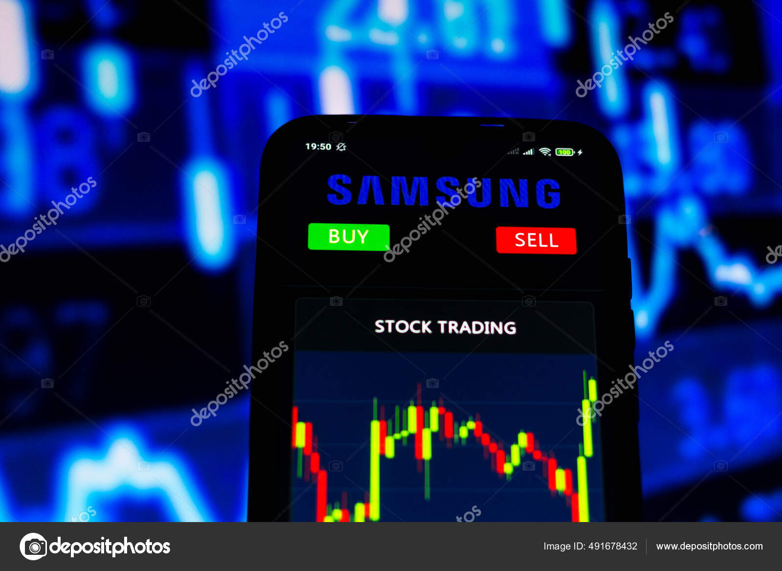 August 2021 Brazil Photo Illustration Stock Trading Graph Samsung ...
