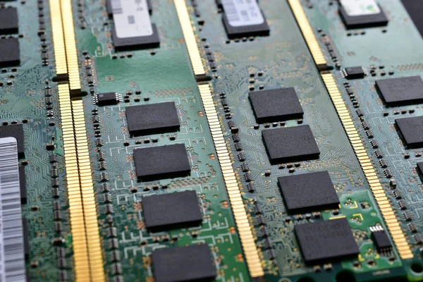 Green computer RAM bars on a black background - Stock Image - Everypixel