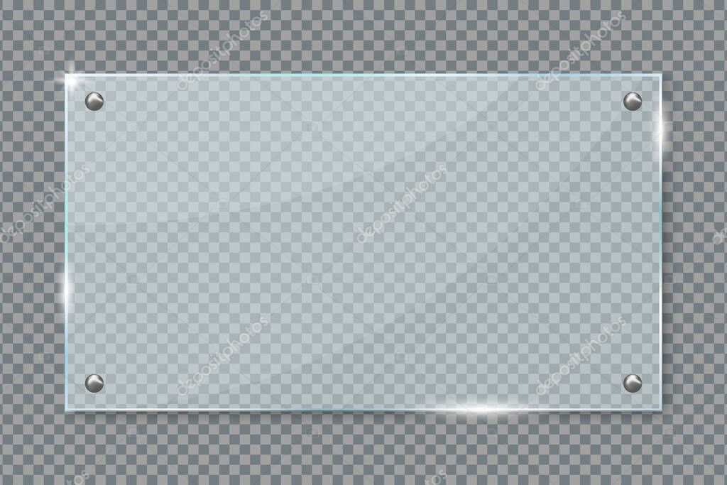 Placa Vidrio Colgando Pared Fondo Transparente Aislado Placas Acrílico ...