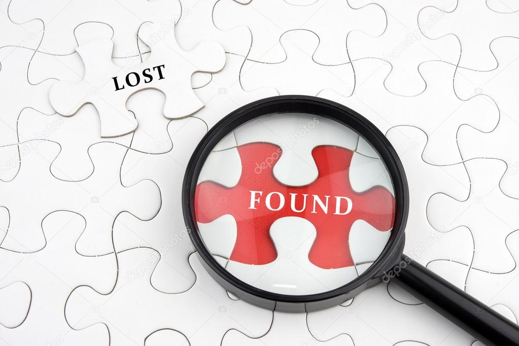Magnifying Glass On Missing Puzzle — Stock Photo © mozakim #83794748