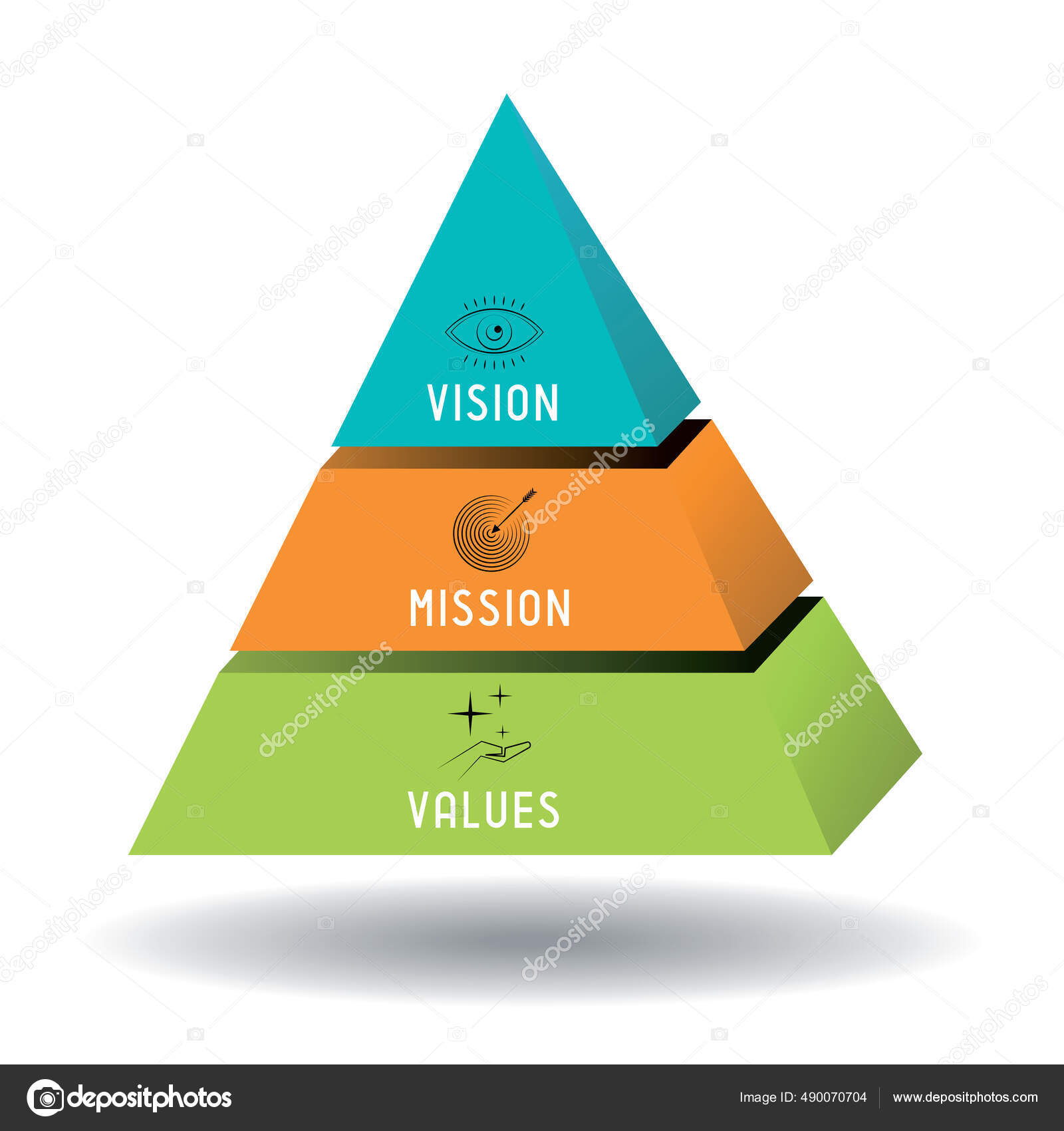 Mission Vision Values Concept Pyramid Graphics Vector Illustration ... Mission Vision Values Concept Pyramid Graphics Vector Illustration ...