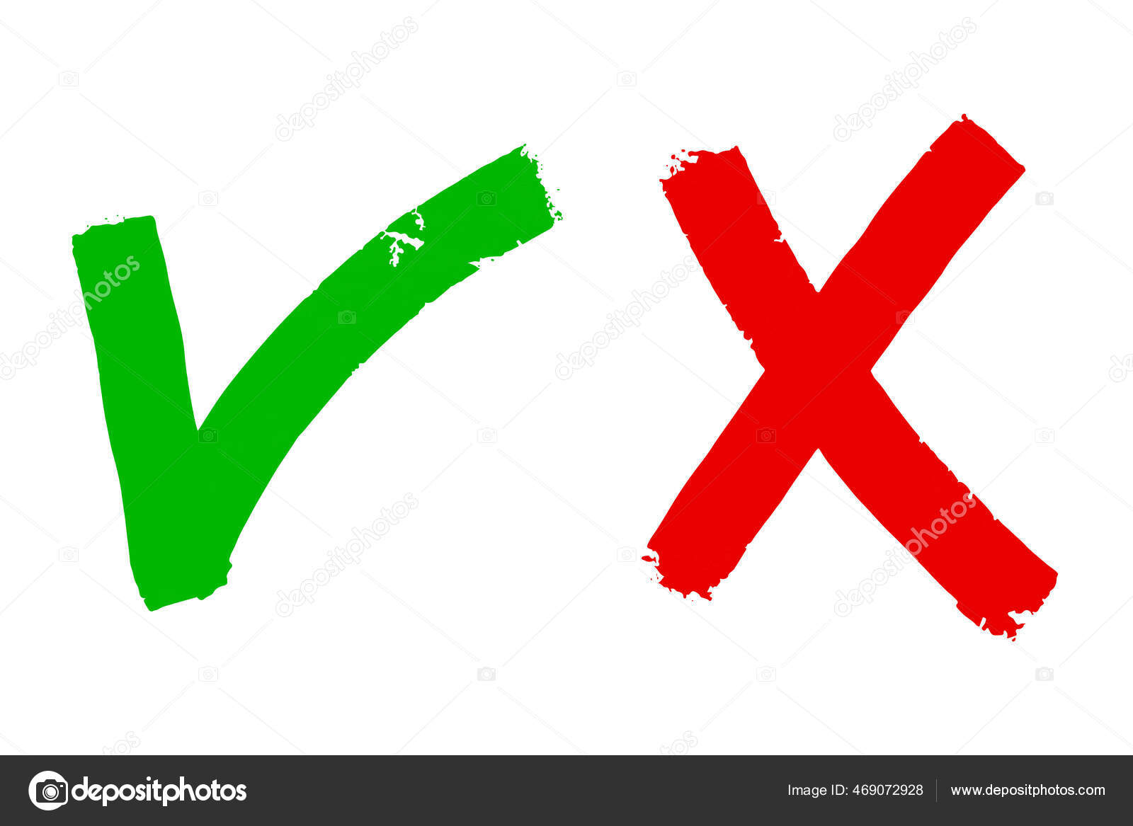 Right Wrong Icon Hand Drawn Green Checkmark Red Cross Isolated Stock ...