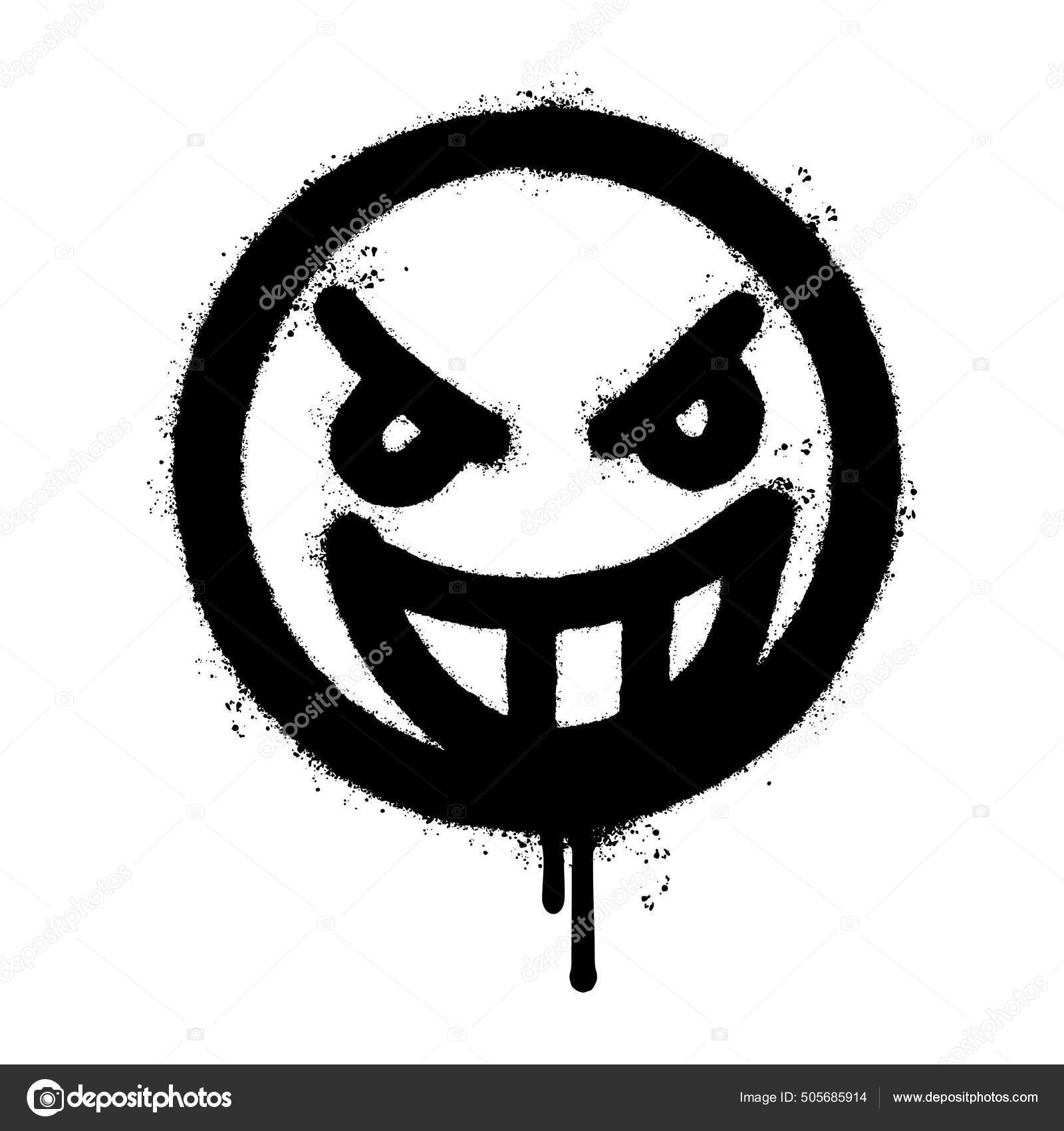 Graffiti Angry Face Emoticon Sprayed Isolated White Background Vector ...