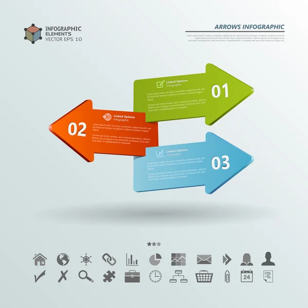 Arrow from Three Pieces of Puzzle Infographic Background — Stock Vector ...