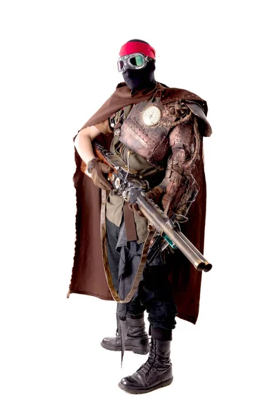 Steampunk Post Apocalyptic Soldier Posing Isolated Dark Background ...