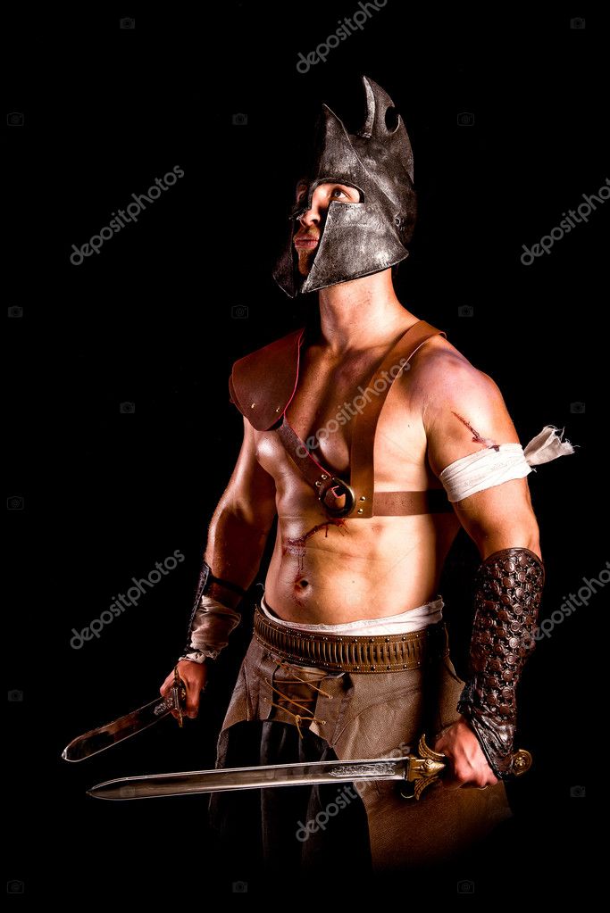 Gladiator isolated in dark — Stock Photo © verkoka #94146082