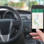 Smart phone with map gps navigation application on the screen Stock ...