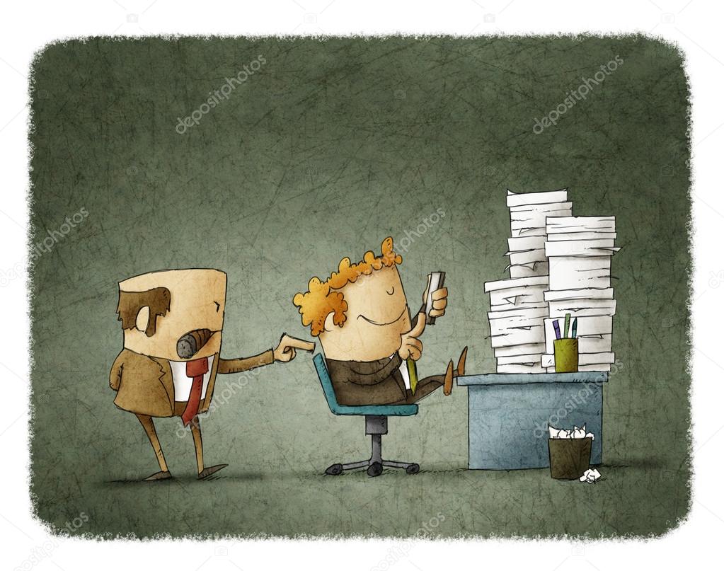 Employee using his smartphone at workplace Stock Illustration by ...