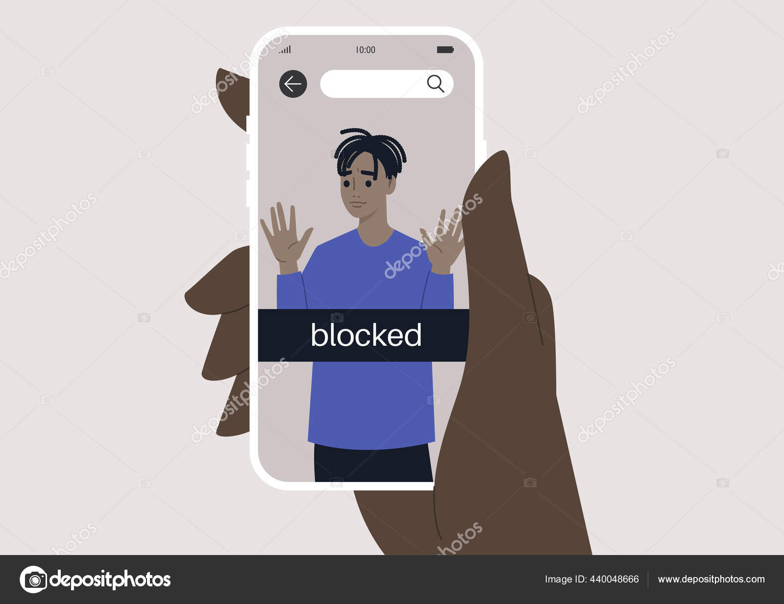 Hand Holding Smartphone Blocked User Account Displayed Screen Privacy ...