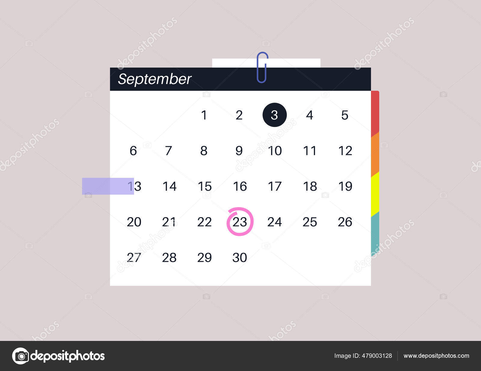 Calendario Mensual Con Notas Marcadores Que Indican Diferentes Eventos ...