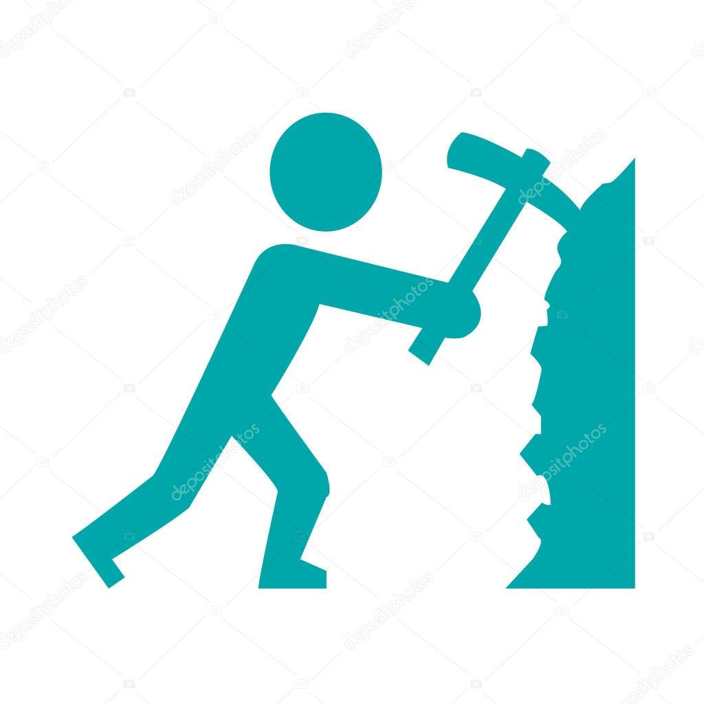 Worker - Button - Stock illustration icon - Simplified miner ill ...