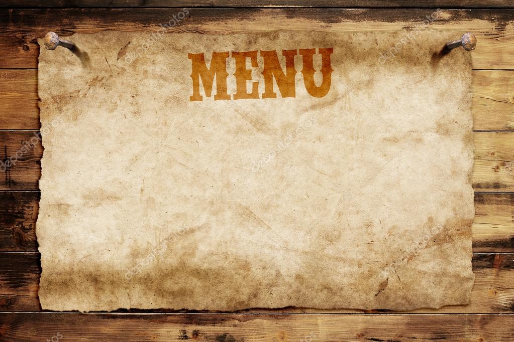 Old menu card nailed on a wooden wall — Stock Photo © paulistano #76222109