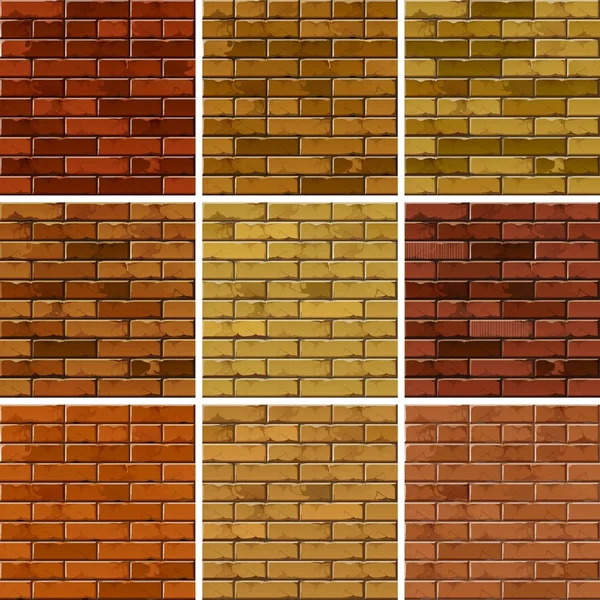 Vector brick wall seamless background set. Different color brick ...