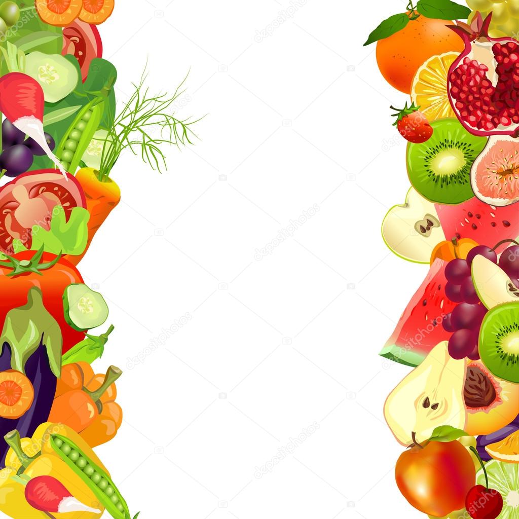 Tło warzywa i owoce — Grafika wektorowa © moremari19 #103317976
